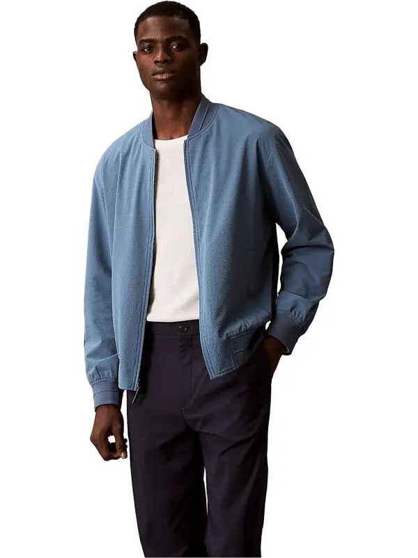Calvin Klein Seersucker Bomber Jacket - Bluefin