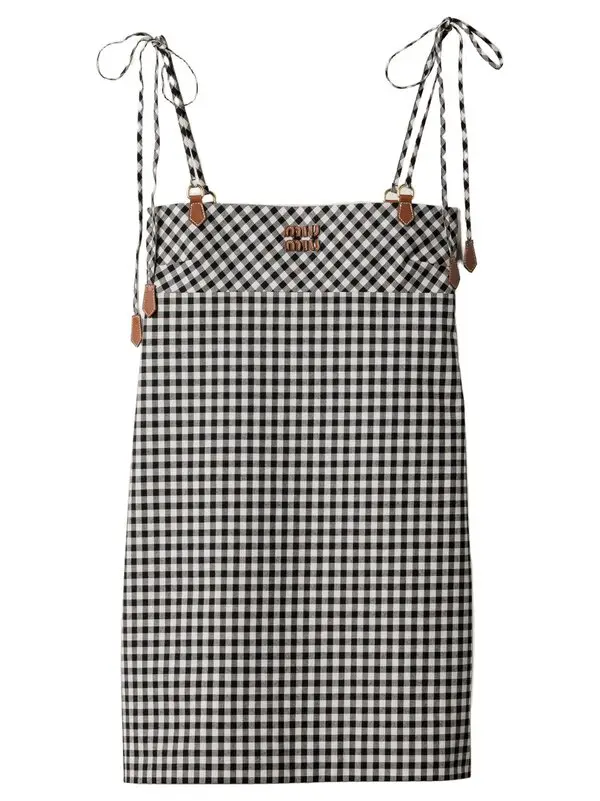 Miu Miu Gingham Check Mini-dress - White/black