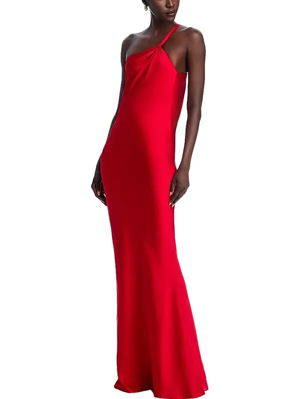 Norma Kamali One Shoulder Open Back Gown - Tiger Red