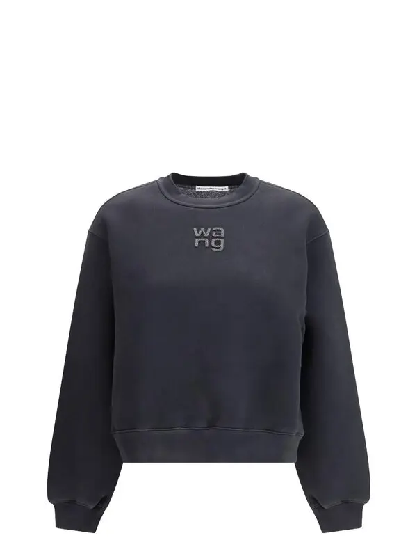Alexander Wang Crystal Hotfix Logo Sweatshirt - Black