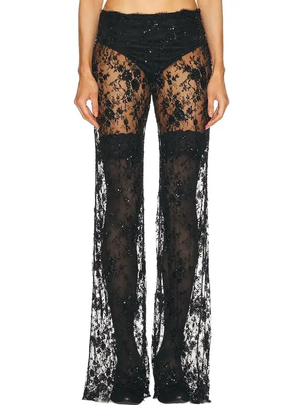 Balenciaga Embroidered Lace Pant - Black