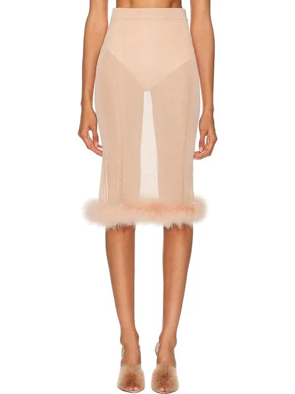 Blumarine Sheer Midi Skirt - Eyeshadow Pink