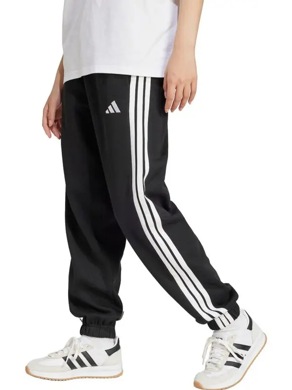 Adidas Essentials 3-stripes Fleece Loose-fit Pants - Black / White