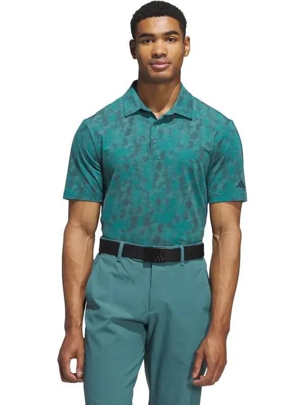 Adidas Ultimate365 Textured Print Polo Shirt - Pure Teal / Aurora Ivy