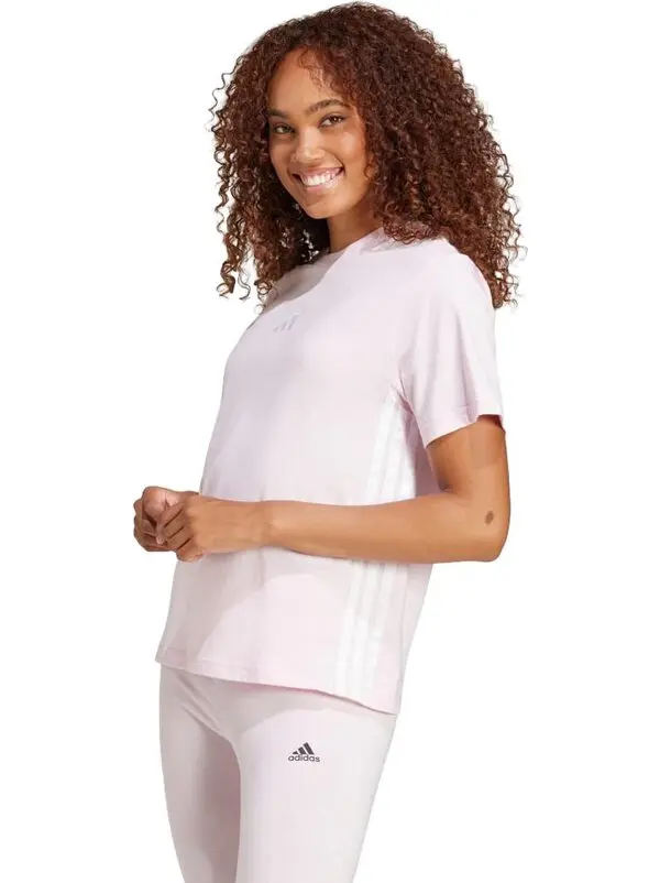 Adidas Essentials 3-stripes Cotton Tee - Clear Pink / White