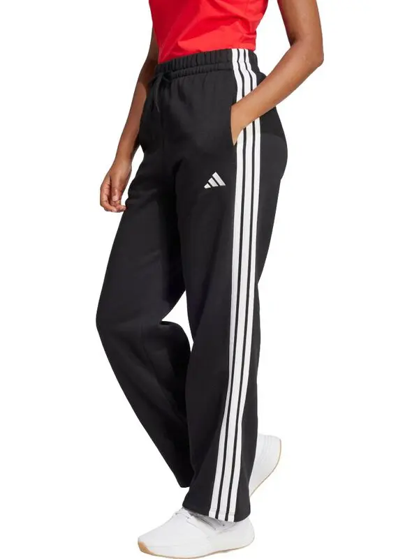 Adidas Essentials 3-stripes Open-hem Fleece Pants - Black / White