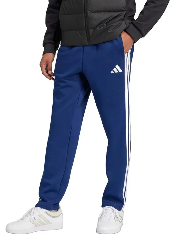 Adidas Essentials 3-stripes Open Hem Fleece Pants - Dark Blue / White