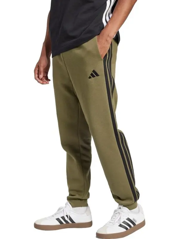 Adidas Essentials 3-stripes Fleece Pants - Olive Strata / Black