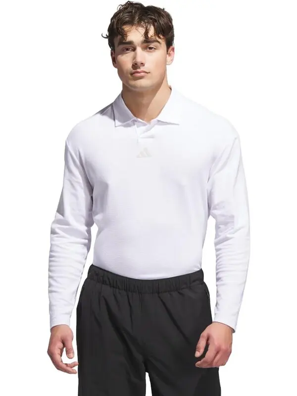 Adidas Beyond The Course Long Sleeve Loose Fit Polo Shirt - White
