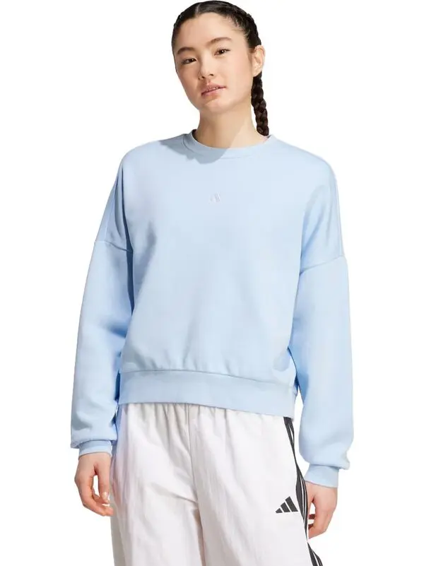Adidas Essentials Small Logo Feelcozy Sweatshirt - Glow Blue / White