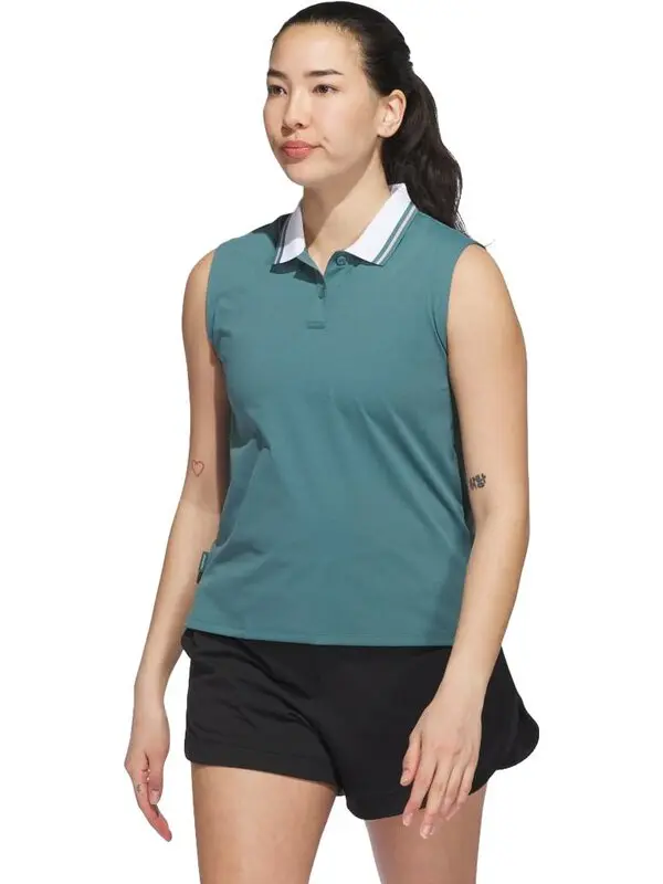 Adidas Beyond The Course Twistknit Sleeveless Polo Shirt - Preloved Teal