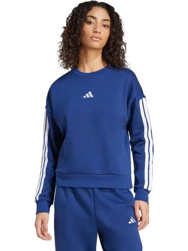 Adidas Essentials 3-stripes Fleece Sweatshirt - Dark Blue / White