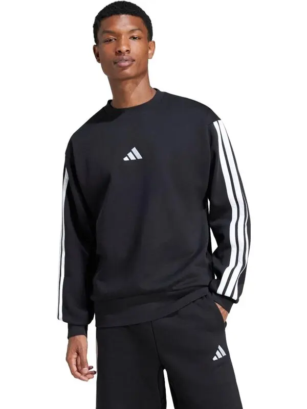 Adidas Essentials 3-stripes Fleece Sweatshirt - Black / White