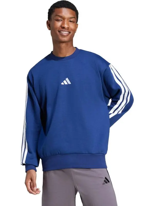 Adidas Essentials 3-stripes Fleece Sweatshirt - Dark Blue / White