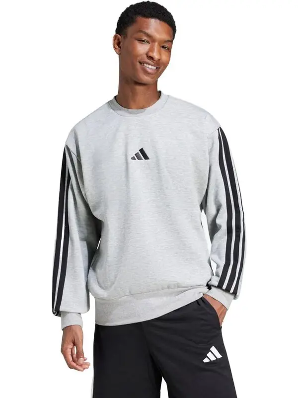 Adidas Essentials 3-stripes Fleece Sweatshirt - Medium Grey Heather