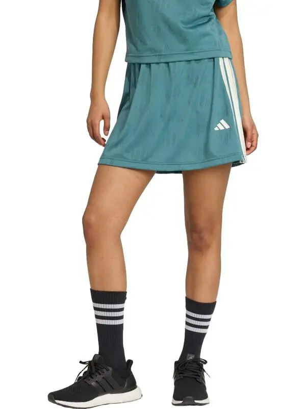 Adidas Stadium 3-stripes Tennis Inspired Jacquard Skirt With Short - Preloved Teal / Off White