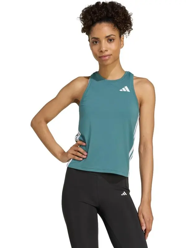 Adidas Train Essentials 3-stripes Workout Tank Top - Preloved Teal / White