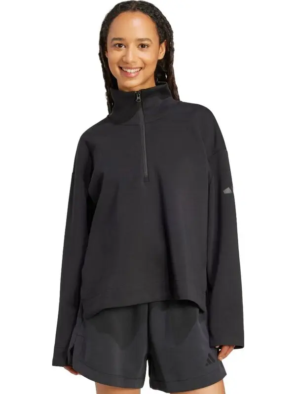 Adidas Soft Lux Quarter-zip Sweatshirt - Black