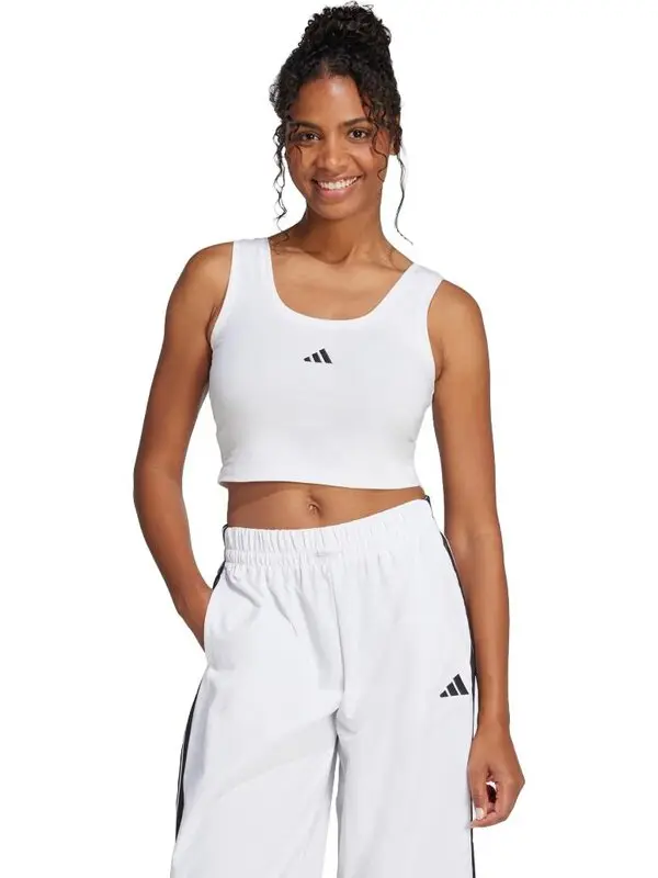 Adidas Essentials Small Logo Cotton Tank Top - White / Black