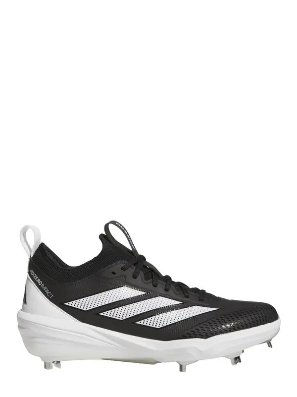 Adidas Adizero Impact 2.0 Baseball Cleats - Core Black / Cloud White / Silver Metallic