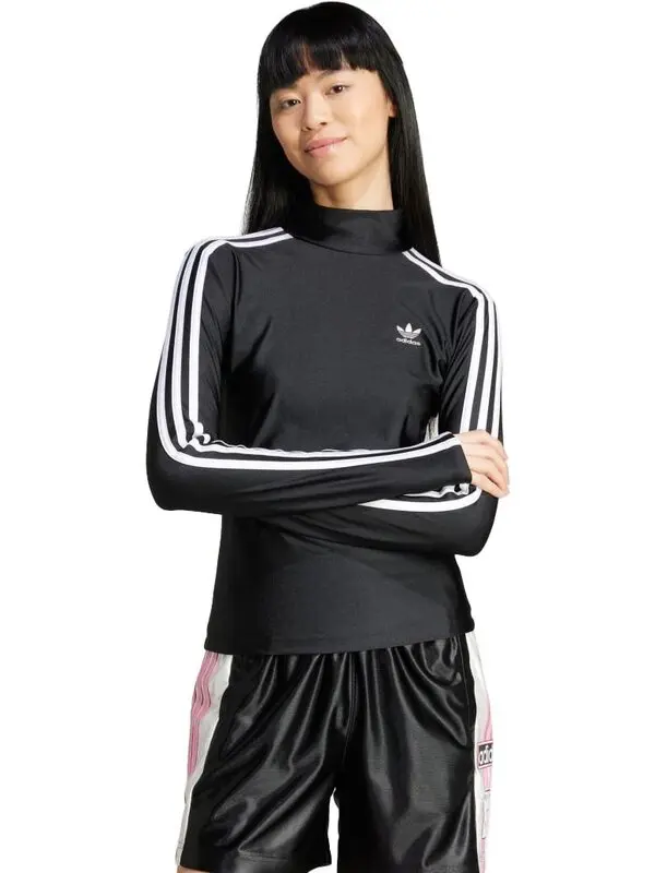 Adidas Adicolor 3-stripes Turtleneck Long Sleeve Tee - Black