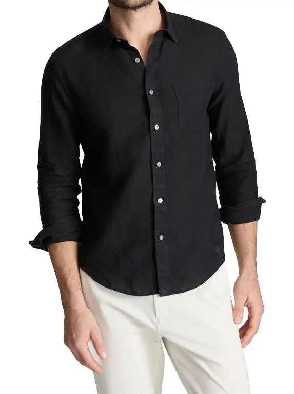 UNTUCKIT Vin Santo Linen Wrinkle Resistant Button-up Shirt - Black