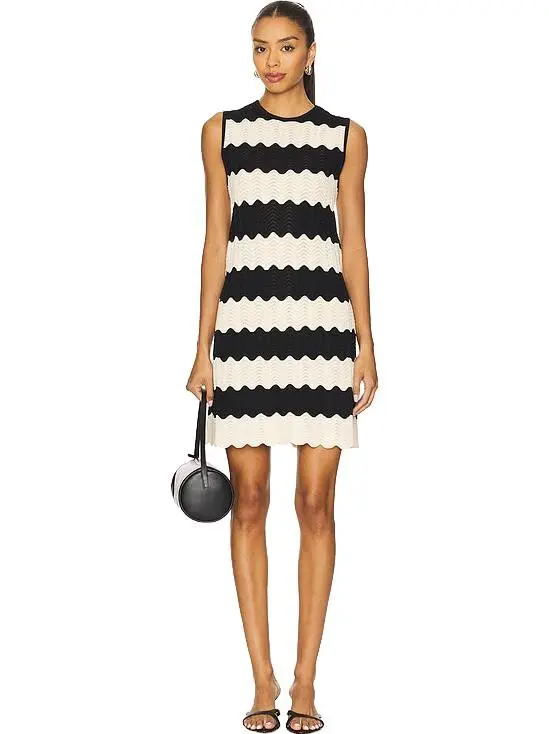 SIMONMILLER Moji Knit Mini Dress - Black & Macadamia Wave Stripe