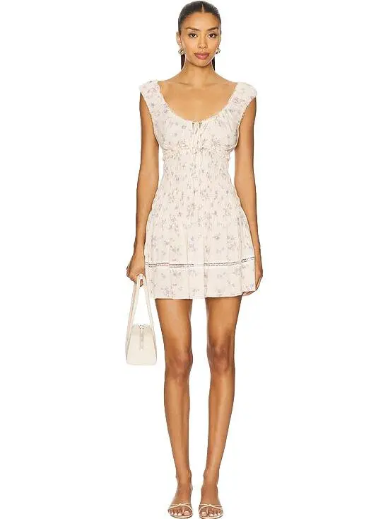 Tularosa Loren Mini Dress - Cream & Lavender Floral