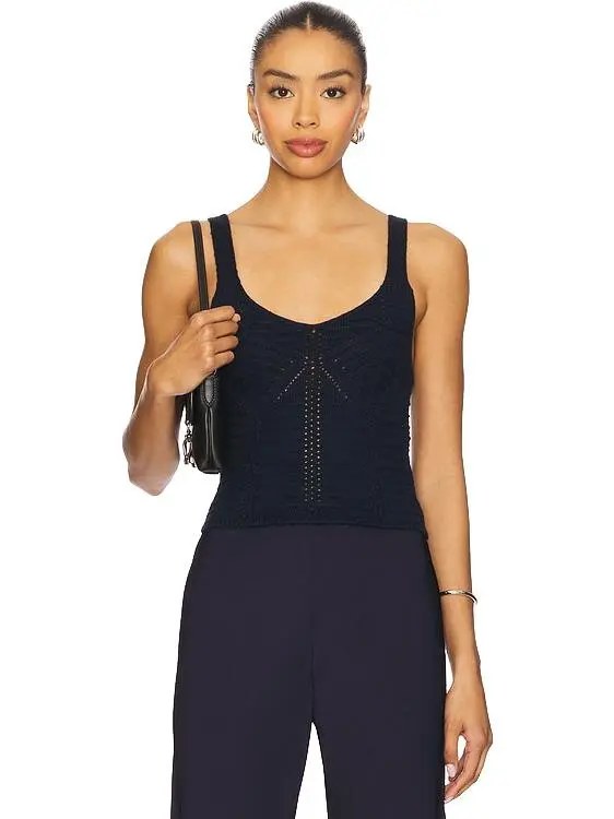 Sablyn Thea Crochet Tank Top - Midnight Navy