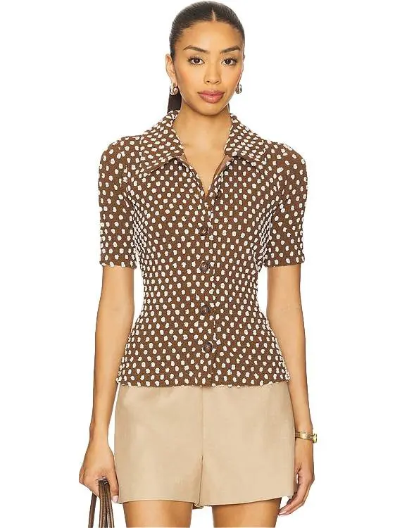 MAUDE CLUB Teddy Top - Brown & White