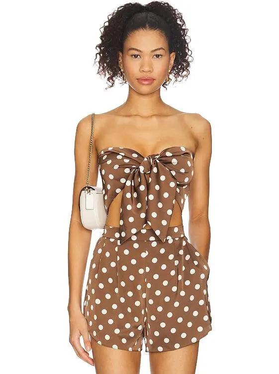MAUDE CLUB Cali Top - Brown Dots