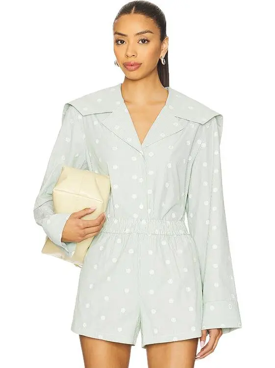 MAUDE CLUB Caspian Shirt - Light Green Embroided Dots