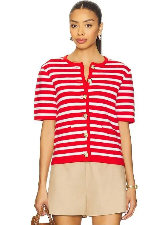 MAUDE CLUB Dorothy Cardigan - Chilli Red Stripe