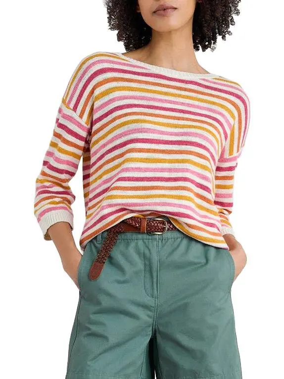 SEASALT CORNWALL Knavock Stripe Organic Cotton & Linen Sweater - Knit Mini Cornish Tulip Multi