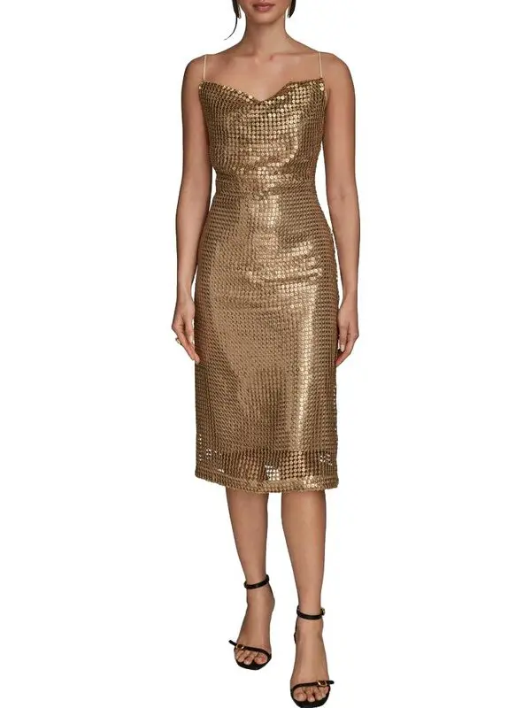 Donna Karan New York Metallic Beaded Slipdress - Gold