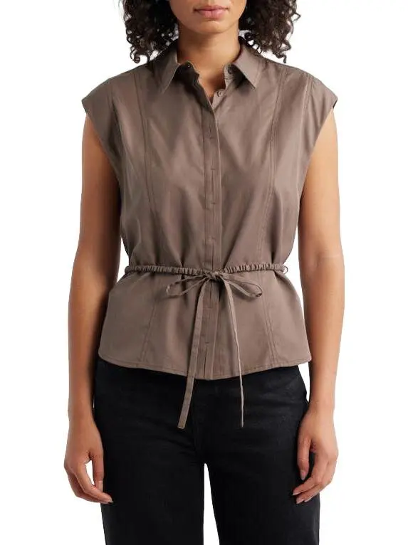 Wit & Wisdom Cap Sleeve Peplum Top - Oyster Mushroom