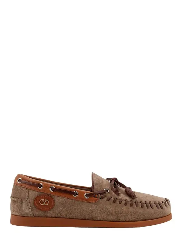 Valentino Garavani Palm Avenue Suede And Leather Loafers - Brown