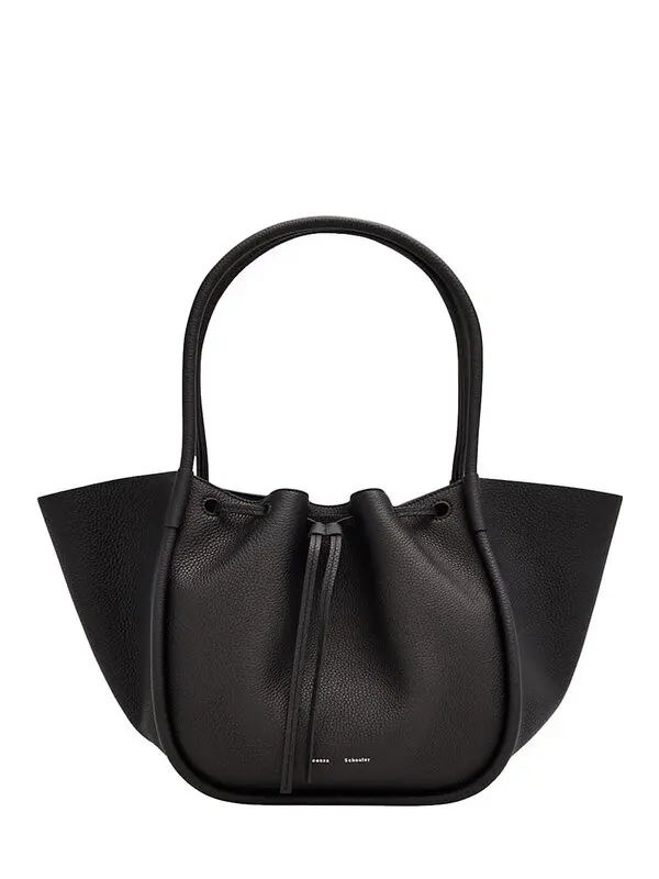 Proenza Schouler Large Ruched Pebbled Calfskin Tote Bag - Black