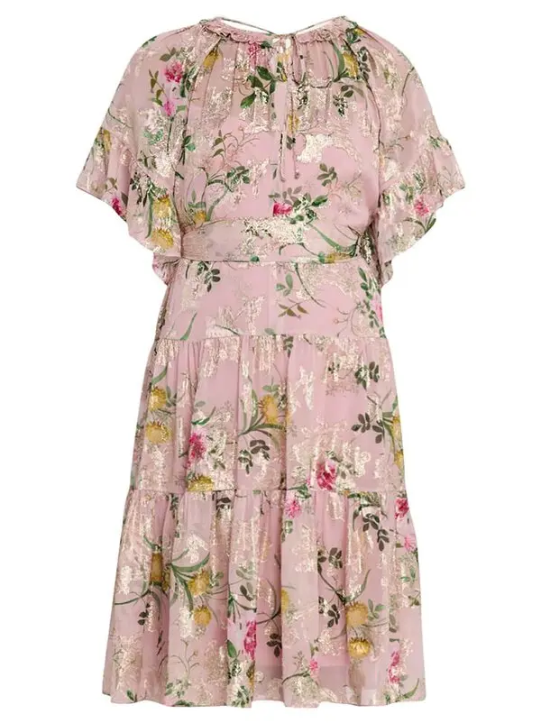 Kobi Halperin Chase Tiered Floral-print Fil Coupé Dress - Peony Multi
