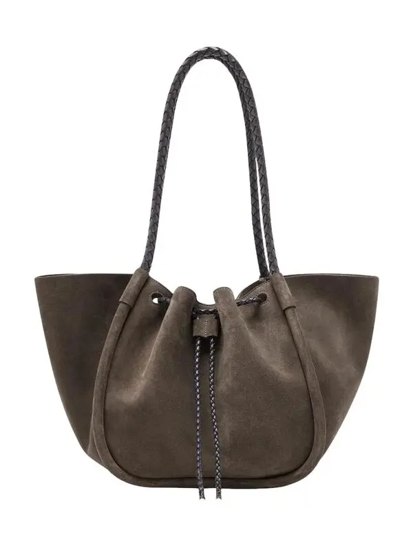 Proenza Schouler Large Ruched Suede Tote Bag - Graphite