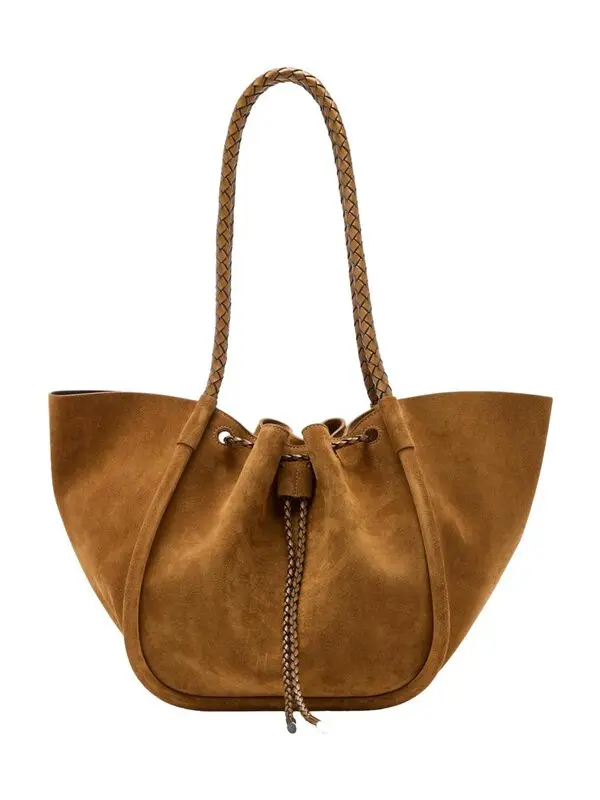 Proenza Schouler Large Ruched Suede Tote Bag - Hazelnut