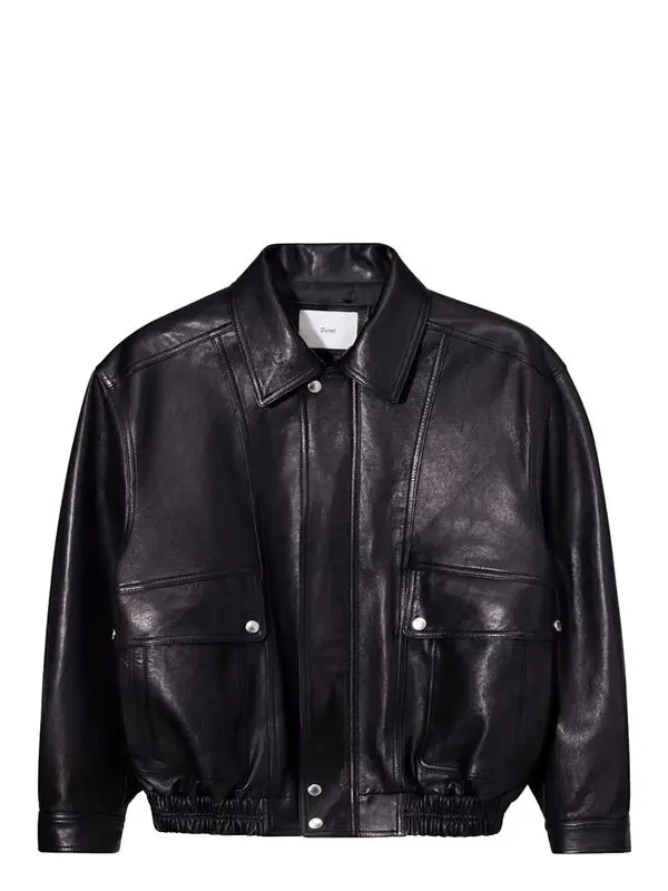 DUNST Oversized Leather Jacket - Black