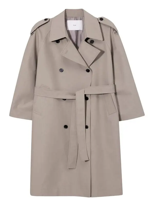 DUNST Oversized Trench Coat With Belt - Beige
