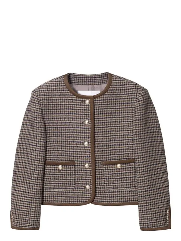 DUNST Houndstooth Tweed Tailored Jacket - Check