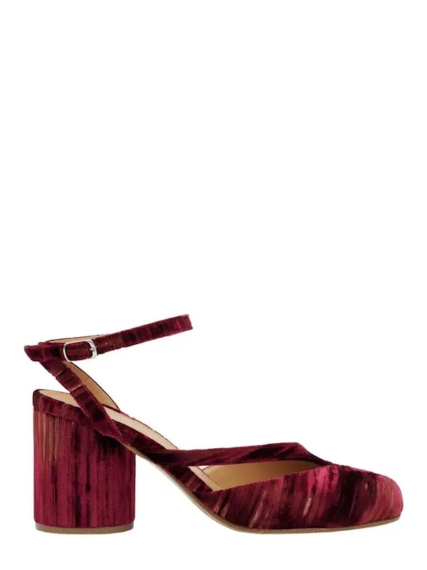 MAISON MARGIELA Tabi Velvet Split-toe Pumps - Dark Red