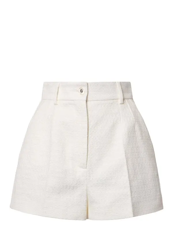 Dolce & Gabbana Bouclé Pleated High-rise Shorts - White