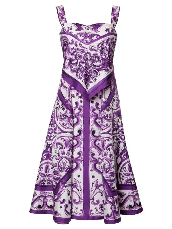 Dolce & Gabbana Printed Silk Twill Midi Dress - Multi