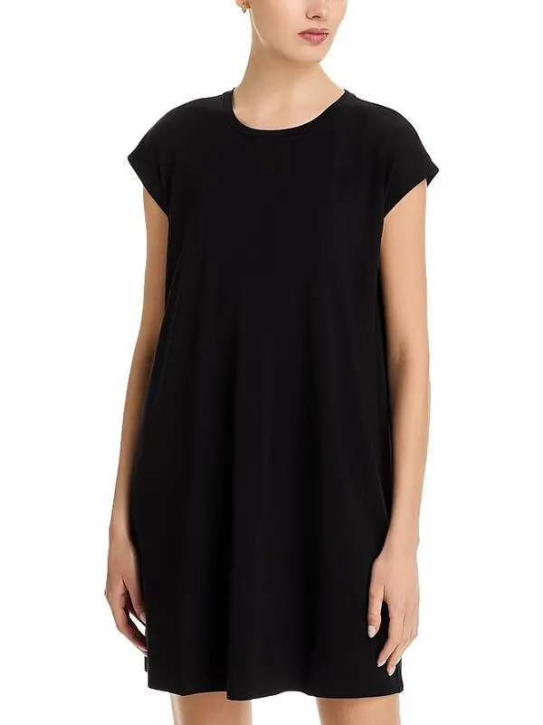 Eileen Fisher Crinkled Jersey Crewneck Top - Black