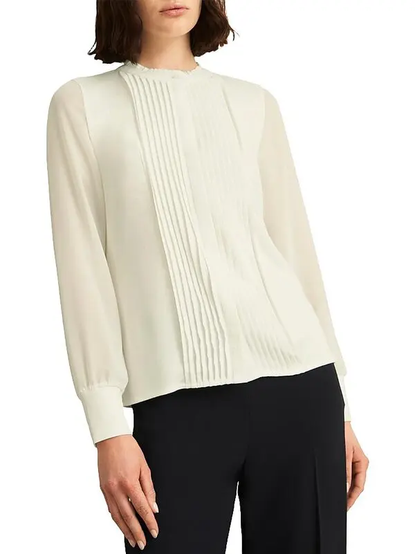 HOBBS LONDON Carina Pleated Blouse - Ivory