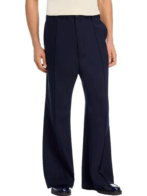 Marni Regular Fit Flared Wool Pants - Blue/black